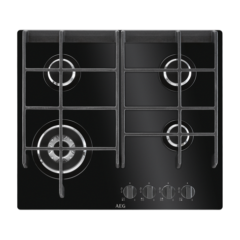 60cm 4 burner ceramic glass gas cooktop - HG674550VB | AEG