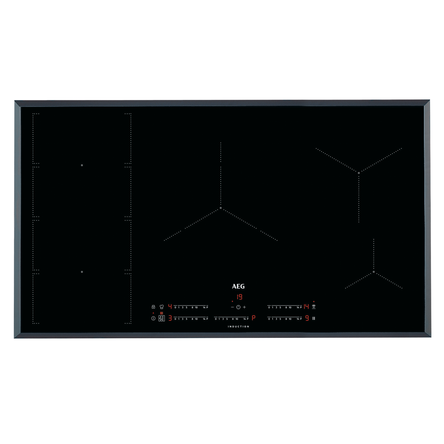 90cm 5 zone induction cooktop with ProCook & FlexiBridge - IKE95471FB | AEG