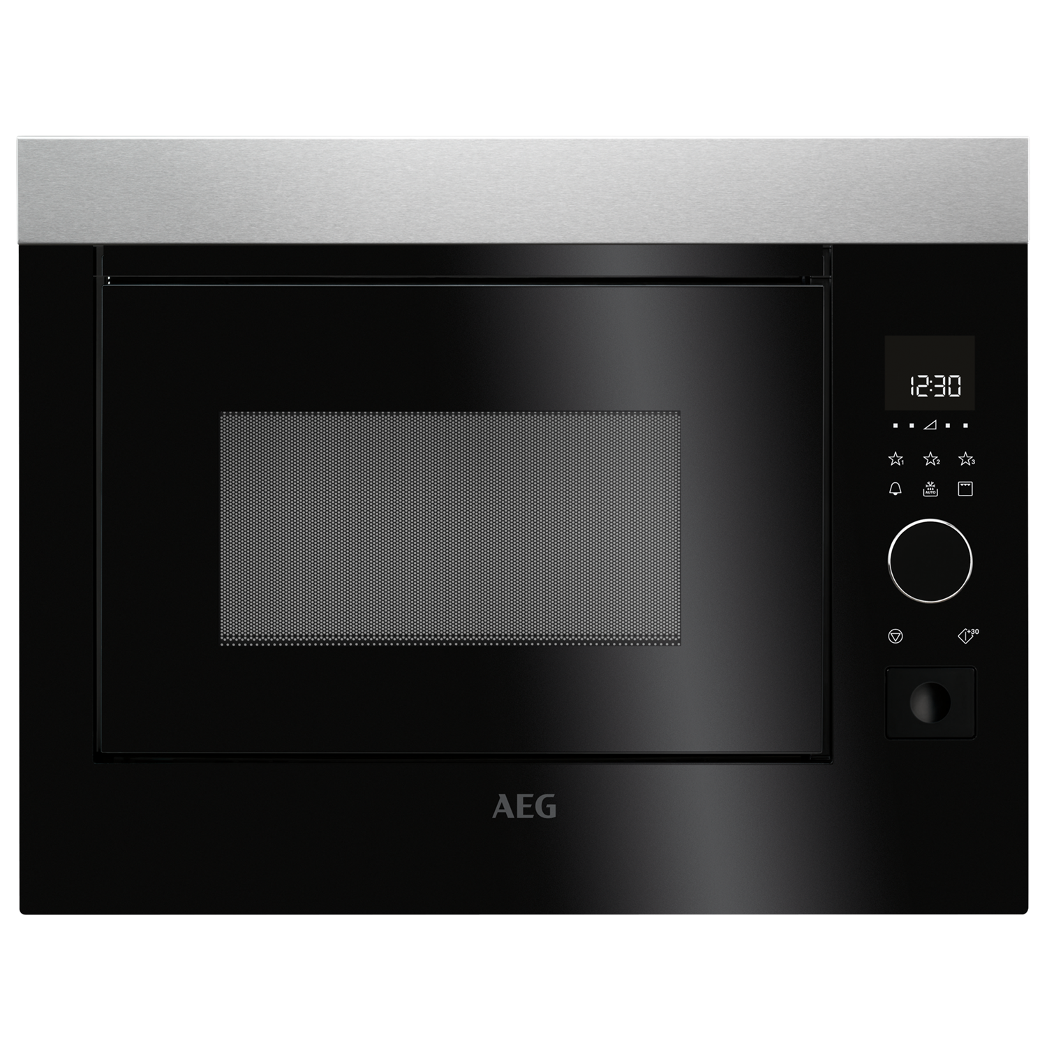 46cm built-in microwave with grill, stainless steel and black glass ...
