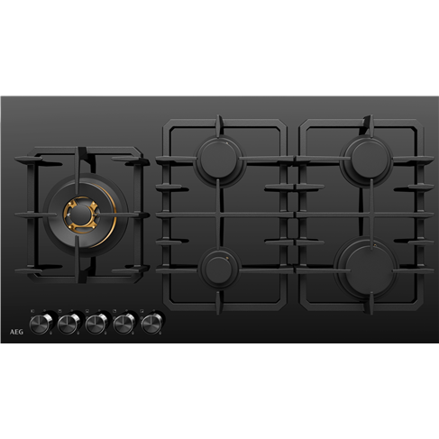 90cm 5 Burner Ceramic Glass Gas Cooktop - HGC9566BB | AEG