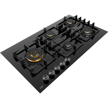 90cm 5 Burner Ceramic Glass Gas Cooktop - HGC9566BB | AEG