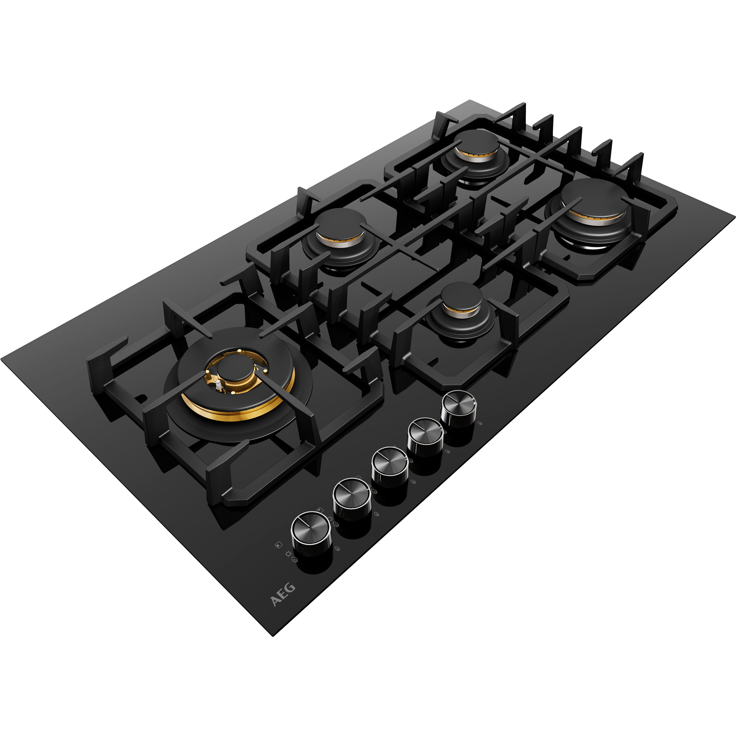 90cm 5 Burner Ceramic Glass Gas Cooktop - HGC9566BB | AEG
