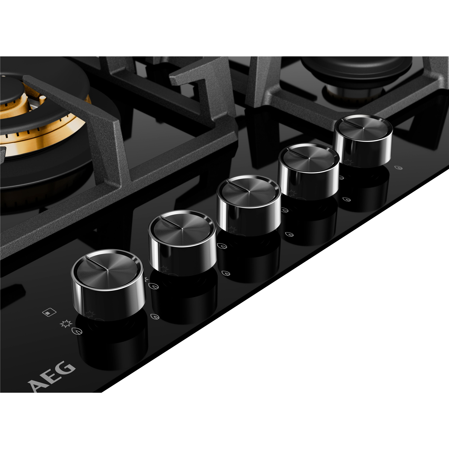 90cm 5 Burner Ceramic Glass Gas Cooktop - HGC9566BB | AEG