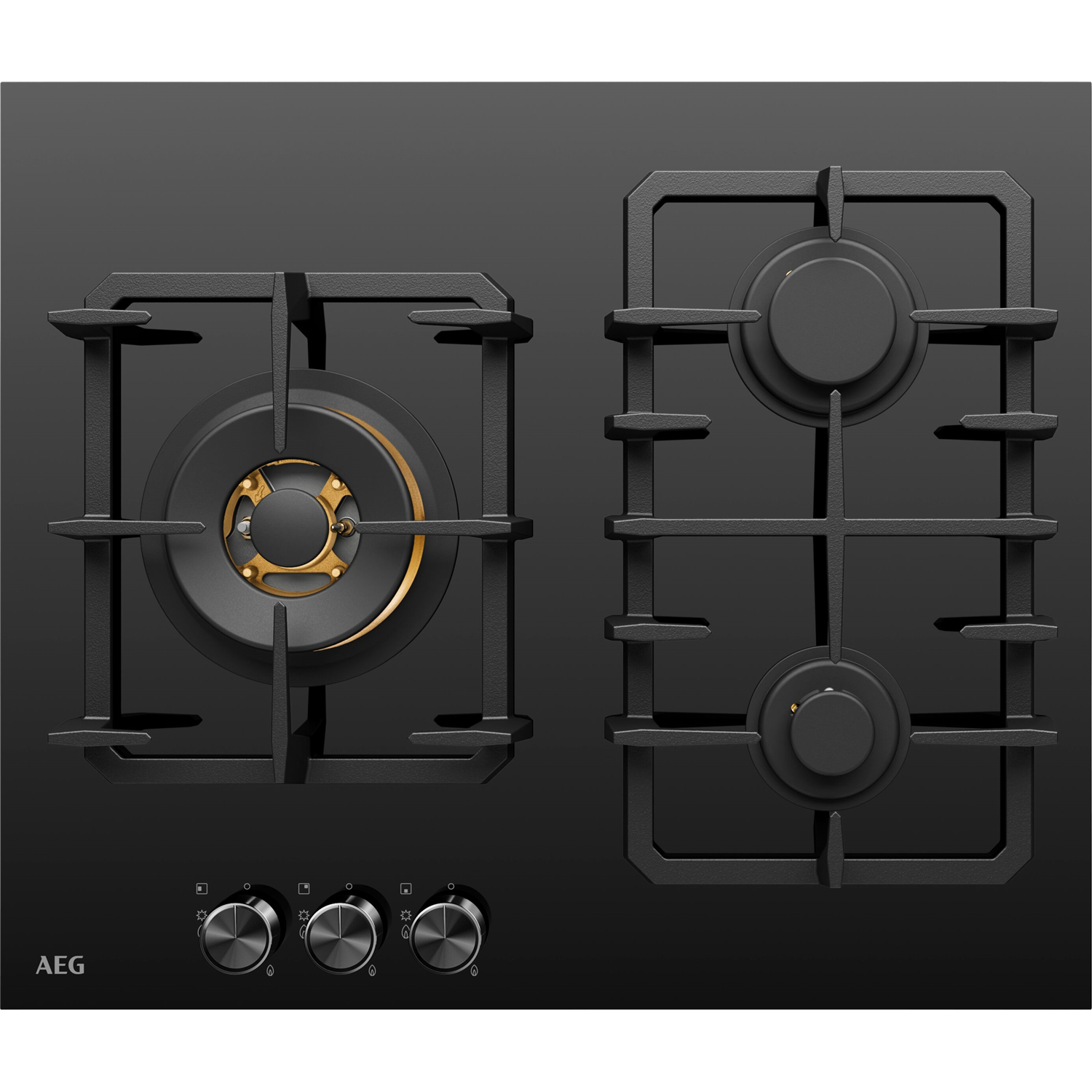 60cm 3 Burner Ceramic Glass Gas Cooktop - HGC6366BB | AEG