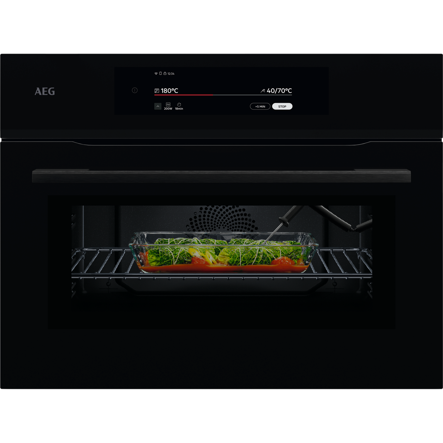 45cm Compact Combi Microwave Oven, Black - 9000 Series - NKK9A801B | AEG