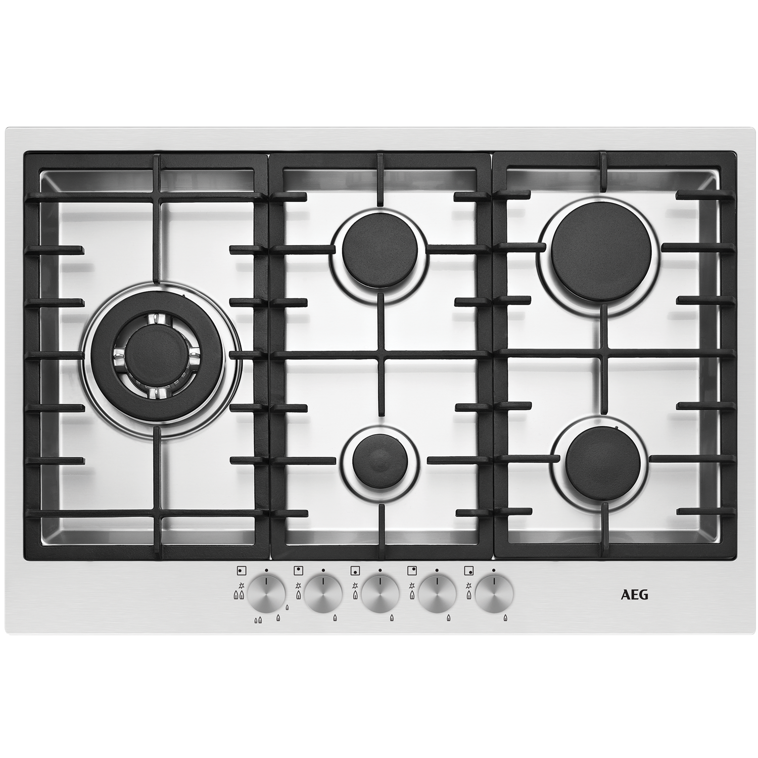 75cm 5 burner stainless steel gas cooktop - HG75FXA | AEG